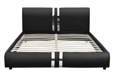 China Fashion Stainless Steel Bar Hearboard And Footboard Black PU  Bed Frame 160*200 for sale