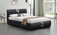 China Fashion Stainless Steel Bar Hearboard And Footboard Black PU  Bed Frame 160*200 for sale