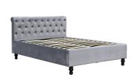 China Lambeth Grey Velvet Sleigh Storage Ottoman Bed Frame Double King Size for sale