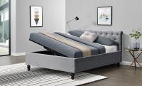 China Lambeth Grey Velvet Sleigh Storage Ottoman Bed Frame Double King Size for sale