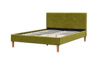China Tufted Green Cream Crushed Velvet Double Pillow Headboard Bed Frame for sale