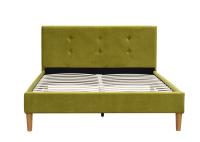 China Tufted Green Cream Crushed Velvet Double Pillow Headboard Bed Frame for sale