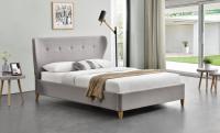 China Simple Upholstered Plywood Bed Frame With Ears Headboard Easy Assemble for sale