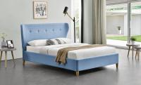 China Simple Upholstered Plywood Bed Frame With Ears Headboard Easy Assemble for sale