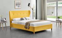 China Simple Upholstered Plywood Bed Frame With Ears Headboard Easy Assemble for sale