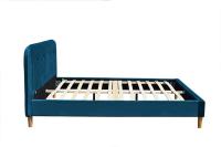 China Velvet Blue Plywood Bed Frame BSCI Fabric Upholstered Queen Bed Headboard for sale