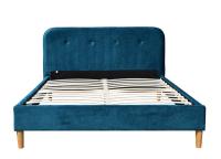 China Velvet Blue Plywood Bed Frame BSCI Fabric Upholstered Queen Bed Headboard for sale