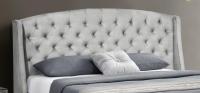 China Upholstered Wingback Plywood Bed Frame Dark Grey Velvet Wing Headboard Queen King for sale