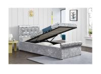 China Single Crush Tufted Storage Bed Frame Velvet Fabric Upholstered Queen Bed for sale