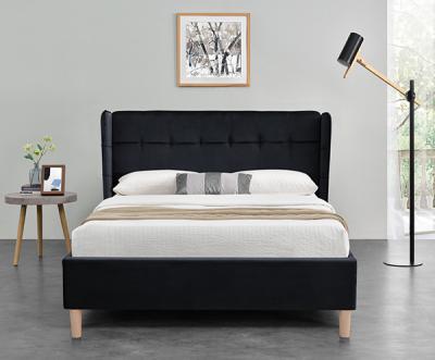 China Full Bed Velvet Black Frame OAK Plastic Legs for sale