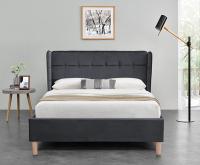 China Velvet Grey  Lisbon Double Bed Bed Frame Medium Firmness OAK Plastic Legs for sale