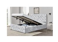 China Customized Upholstered Crushed Velvet King Size Bed With Storage Drawers for sale