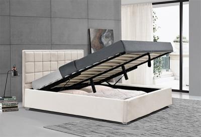 China Horwood Beige Velvet Ottoman Storage Bed Frame  120x200cm 140x200cm 160x200cm 180x200cm for sale
