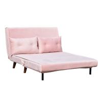 China Pink Velvet Two Seat Sofa Bed Folding Chair Fabric Foam Plywood for sale