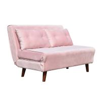 China Pink Velvet Two Seat Sofa Bed Folding Chair Fabric Foam Plywood for sale