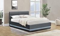 China Grey Leather Storage Bed With LED On The Headboard for sale