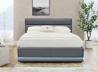 China Grey Leather Storage Bed With LED On The Headboard for sale