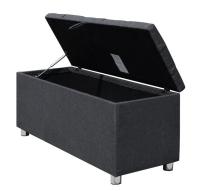 China Upholstered Fabric Storage Ottoman Dark UK FR Grey Fabric Blanket Box for sale