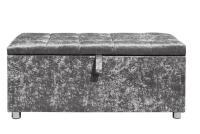 China Crush Diamond Silver Crushed Velvet Ottoman Foldable Ottoman Storage Box for sale
