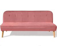 China Crushed Velvet Foldable Sofa Bed Dusty Rose Fabric Cover With Wood Leg for sale