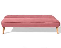 China Crushed Velvet Foldable Sofa Bed Dusty Rose Fabric Cover With Wood Leg for sale