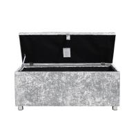 China Crush Silver Velvet Ottoman Storage Chest Toy Box For Bedroom Living Room for sale
