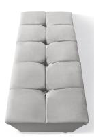 China Light Grey Velvet Fabric Storage Ottoman Tufted Crystal Buttons for sale