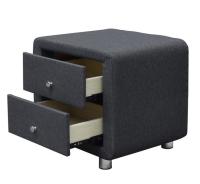 China Modern Upholstered Fabric Bedside Table Linen Grey Velvet Nightstand 2 Drawers for sale