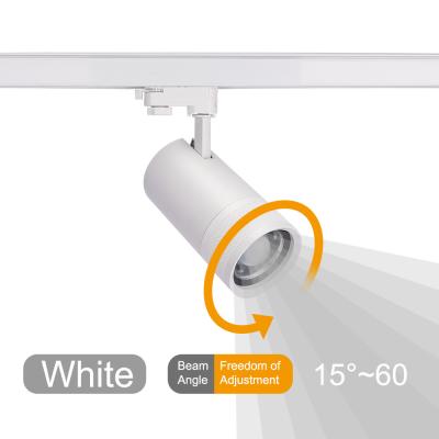 China 15°-60° Zoomable COB LED Track Light Fixture 2000lm 50,000hrs for Commercial Retail Lighting for sale