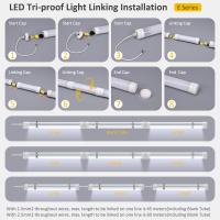 China Quick Installation IP65 Waterproof Linkable Dimmable LED Tri-Proof Industrial Tubular Light for sale