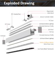 China UGR19 LED Linear Light 36W 60W 4ft 5ft Wireless Control Commercial Pendant Lighting for sale
