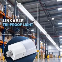 China IP65 IK08 Linkable LED Vapor Tight Light 150-195LM/W Continuous Row LED Tri-proof Light for Parking Garage and Warehouse for sale