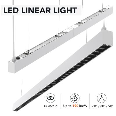 China UGR<19 LED Linear Light 120-190lm/W DALI 0-10V Triac Zigbee Dimmable Commercial LED Pendant Light for Office for sale