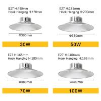 China E27 Led High Bay Lights 4000k E40 30w 50w 70w Low Bay Industrial Hanging Lights for sale