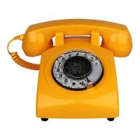 China Rotary Corded Landline Phone Volume Adjustable Golden Vintage Landline Phone for sale