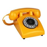 China Rotary Corded Landline Phone Volume Adjustable Golden Vintage Landline Phone for sale