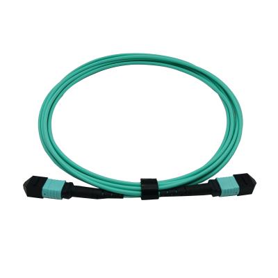 China MPO Fiber Optic Patch Cord With 8 Core OM4 Multimode Fiber 0.25dB Insertion Loss for sale