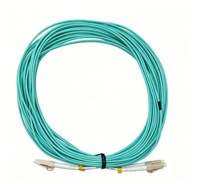 China 10 Meter Slim Duplex OM4 Multimode Fiber Patch Cord With Dual LCUPC UPC Polished Connectors for sale