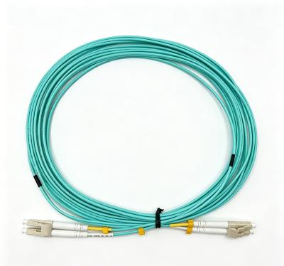 China Low Insertion Loss Enterprise Storage Fiber Patch Cable With Dual Lcupc Ends ,  Om4 Dx 2.0mm Jacket 5m Length for sale