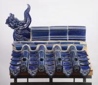 China Asian style blue glazed Chinese entrance tiles for archway roof for sale
