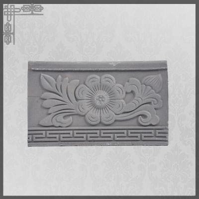 China Chinese Clay Material Grey Roof Ridge Tile Flower Pattern For Roof Top for sale