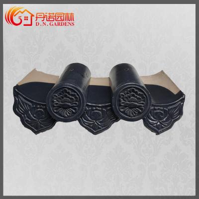 China Antique Style Black Glazed Roof Tiles Dragon Pattern For Chinese Roof for sale