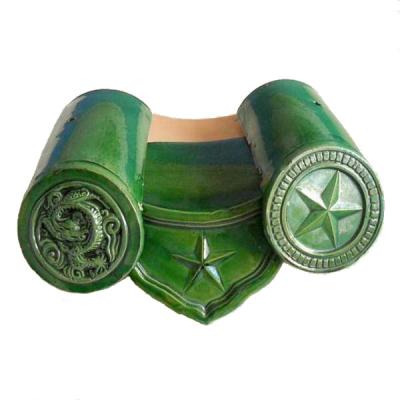 China Chinese Sancai Green Glazed Roof Tiles Customized Five Star Pattern for sale