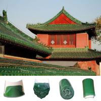 China Traditional Celadon Glazed Roof Tiles Semicircle Shaped for sale
