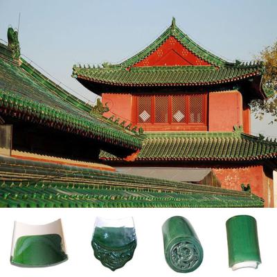 China Traditional Celadon Glazed Roof Tiles Semicircle Shaped for sale
