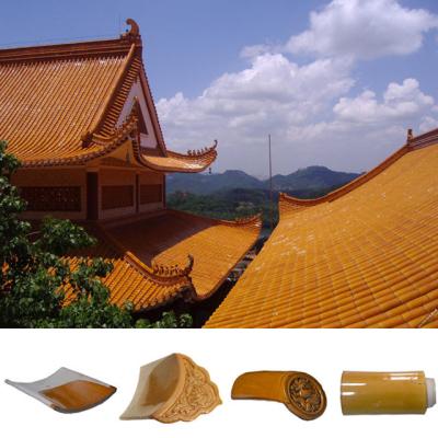 China Gold Yellow Antique Chinese Temple Roof Tiles High Glossiness for sale