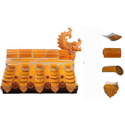 China Flat 180x160mm China Roof Tiles Ceramic Material For Buddhist Building Chinese Temple for sale