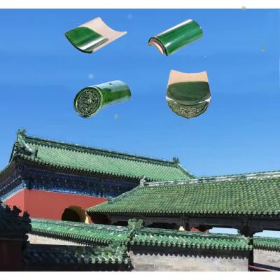 China Temple Roofing Ceramic Material Chinese Antique Green Glazed Roof Tiles for sale