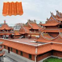 China Traditional Chinese Style Glazed Roof Tiles White Body in Yellow Color for Building Project for sale
