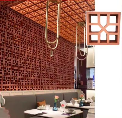 China Red Terracotta Facade Bricks Clay Building Breeze Block For House Decoration for sale